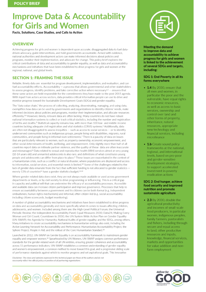 Improve Data & Accountability for Girls and Women – Women Deliver